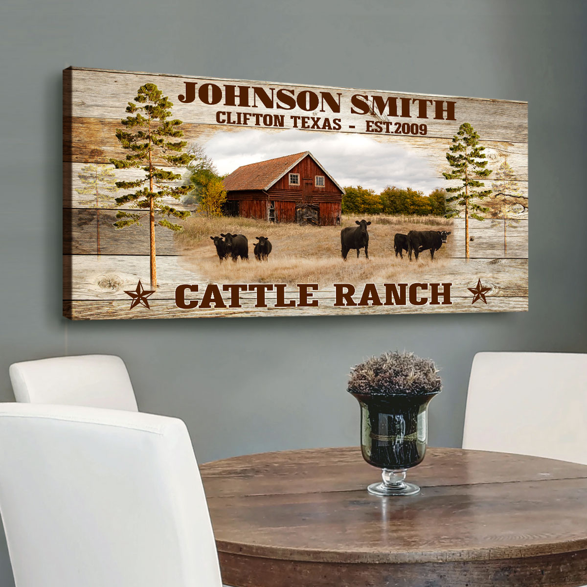 Cattle Ranch Personalized Canvas, Cattle Ranch Sign With Family Name ...