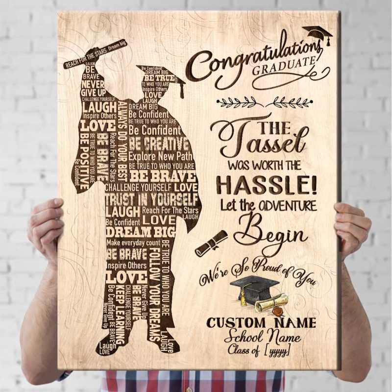 Congratulation Graduate Word Art Canvas, Personalized Graduation Gifts ...