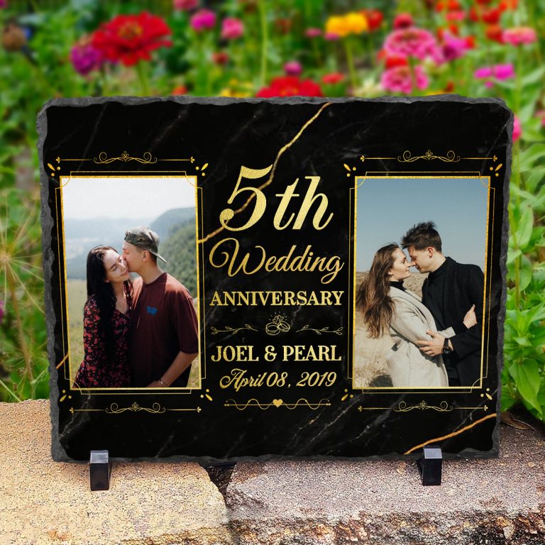 5th Wedding Anniversary Personalized Couple Photo Slate - Custom 5 Year ...