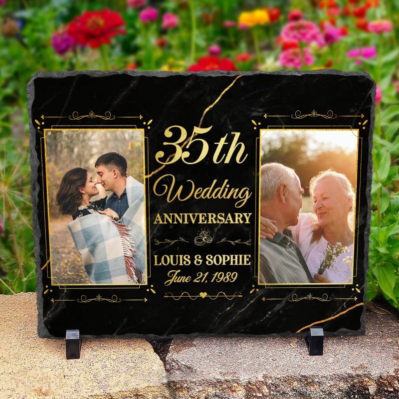 35th Wedding Anniversary Personalized Couple Photo Slate - Custom 35 ...